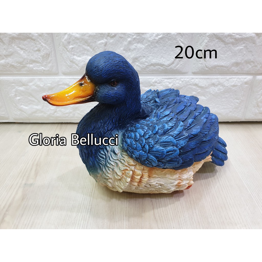 Jual patung pajangan miniatur bebek mandarin besar biru | Shopee Indonesia