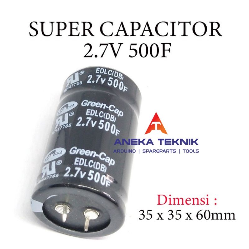 Jual Super Kapasitor / Capasitor DC 2.7V 500F / 500 Farad | Shopee ...