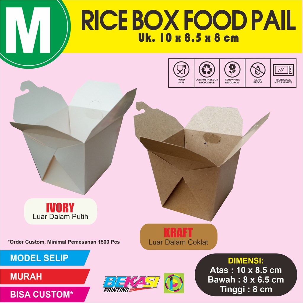 Jual RBM01 Kemasan Rice Box Food Pail Foodpail Dus Nasi Bento Eco ...