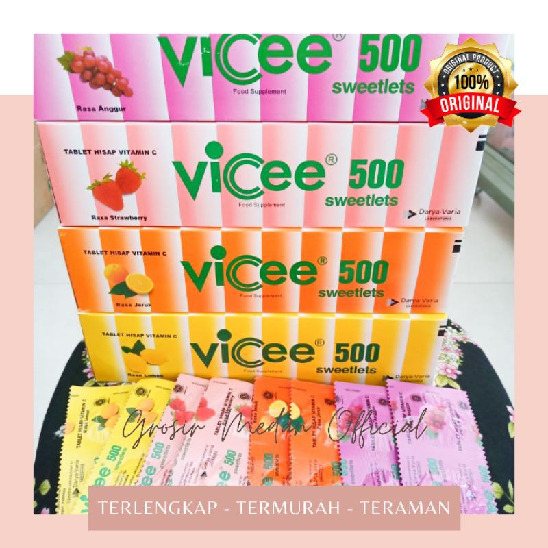 Jual VICEE per box VITAMIN C HISAP 500 MG RASA LEMON ORANGE ANGGUR ...