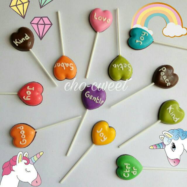 Jual Cho-Cweet Coklat Valentine Love Lollipop (S) Bisa Custom Tulisan ...