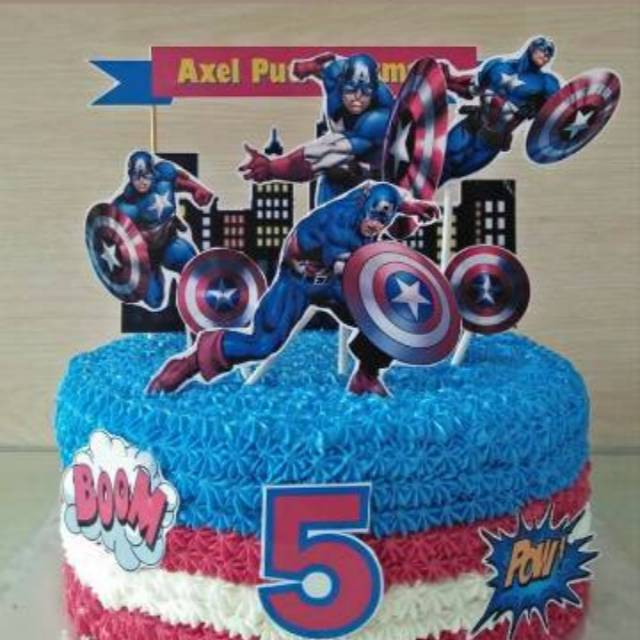 Jual kapten amerika / tart karakter / kue ulang tahun / birthday cake ...