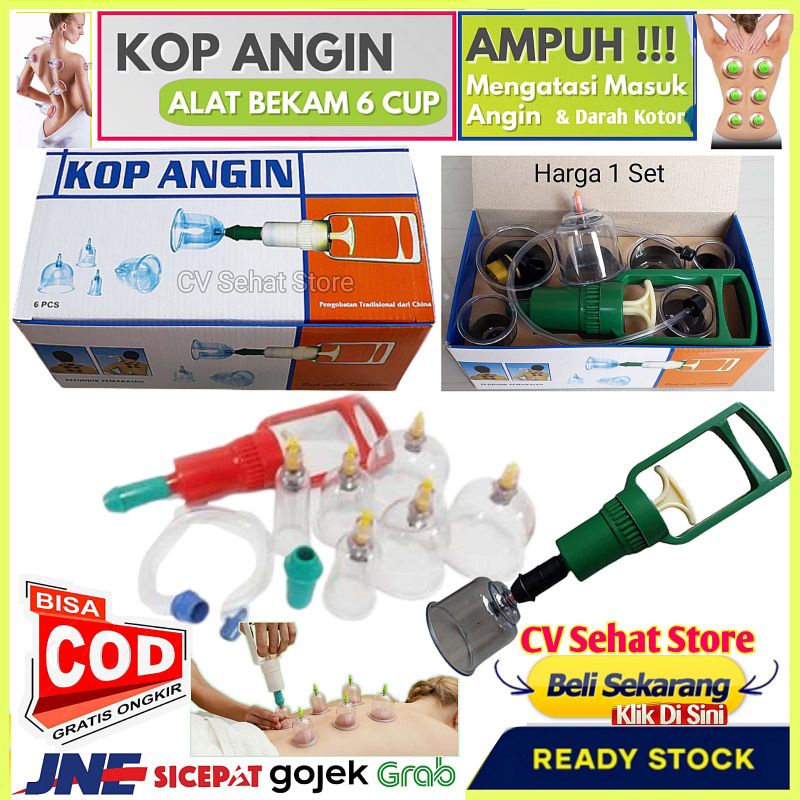 Jual Set Alat Bekam Kop Tradisional Terapi Masuk Angin Cop Kesehatan Manual Cup isi 6 Tabung ...