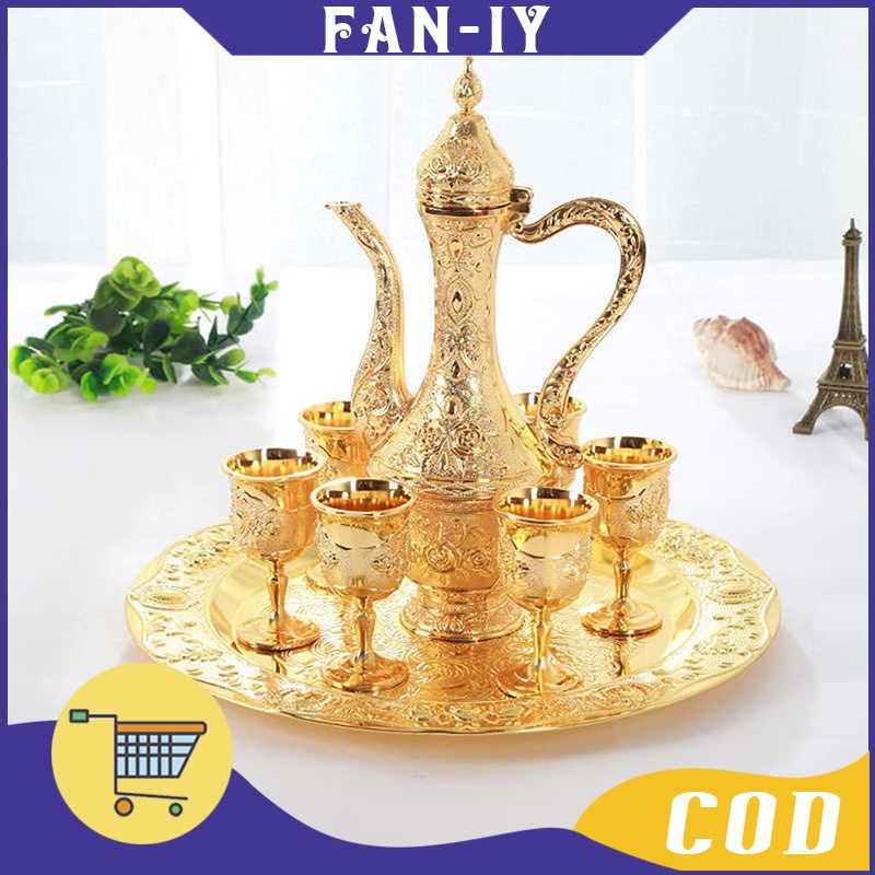 Jual 8 Buah Set Teko Arab Emas Kualitas Tinggi / Teko Unik Bahan Logam ...