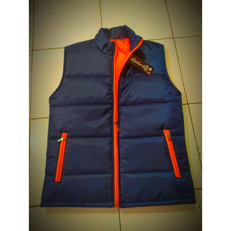 Jual jaket rompi outdor keren kerah kombinasi hitam oren | Shopee Indonesia