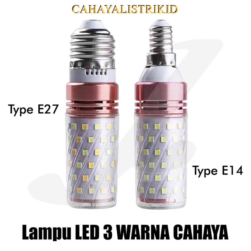 Jual LAMPU LED 3 WARNA CAHAYA (PUTIH, KUNING, & WARM WHITE) FITTING ...