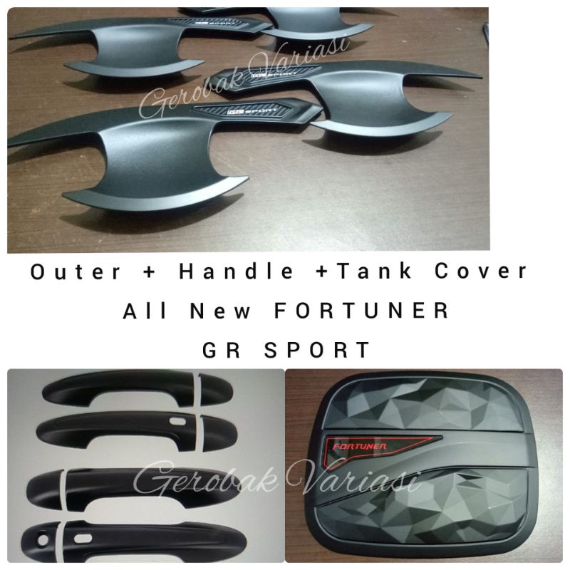 Jual Paket Cover Outer Handle Dan Tank Cover All New Fortuner GR Sport Hitam Doff Logo | Shopee ...