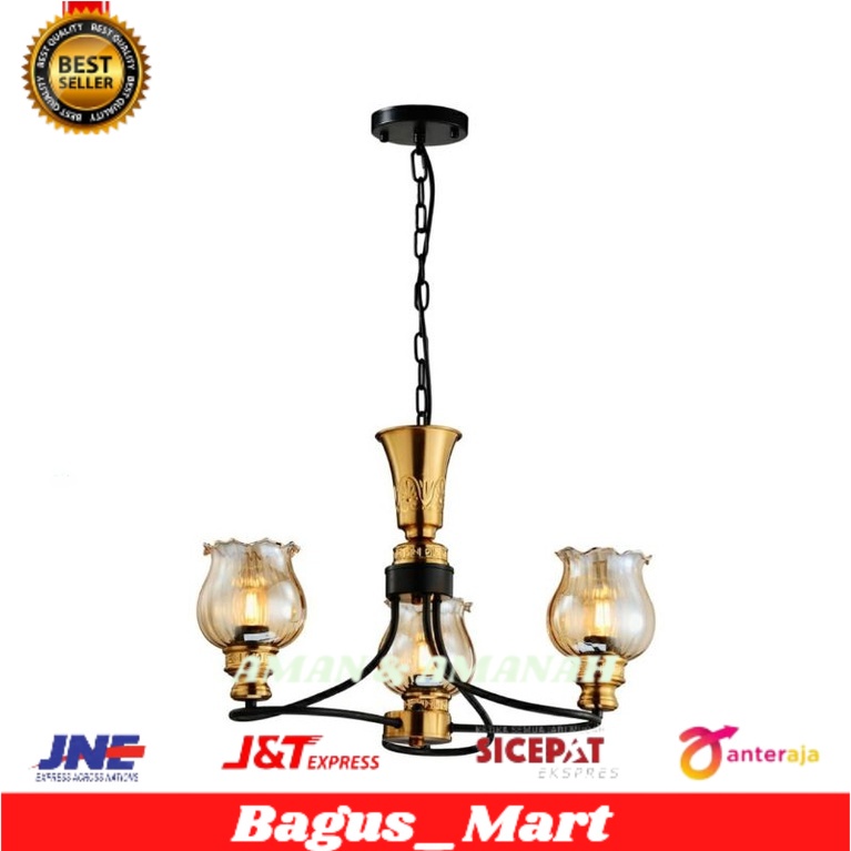 Jual Eglare Trenton Lampu Gantung Hias 3l - Hitam/brass/lampu modern ...