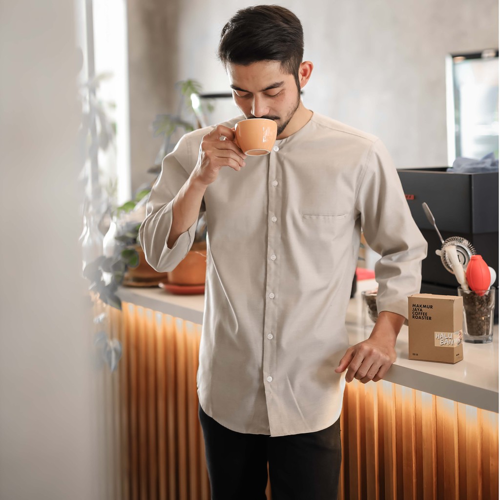 Jual Le Najwa - Atasan Pria Muslim Koko Polos Lahiq Shirt | Shopee ...