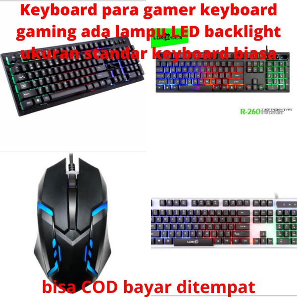 Jual Keyboard para gamer keyboard gaming ada lampu LED backlight ukuran ...