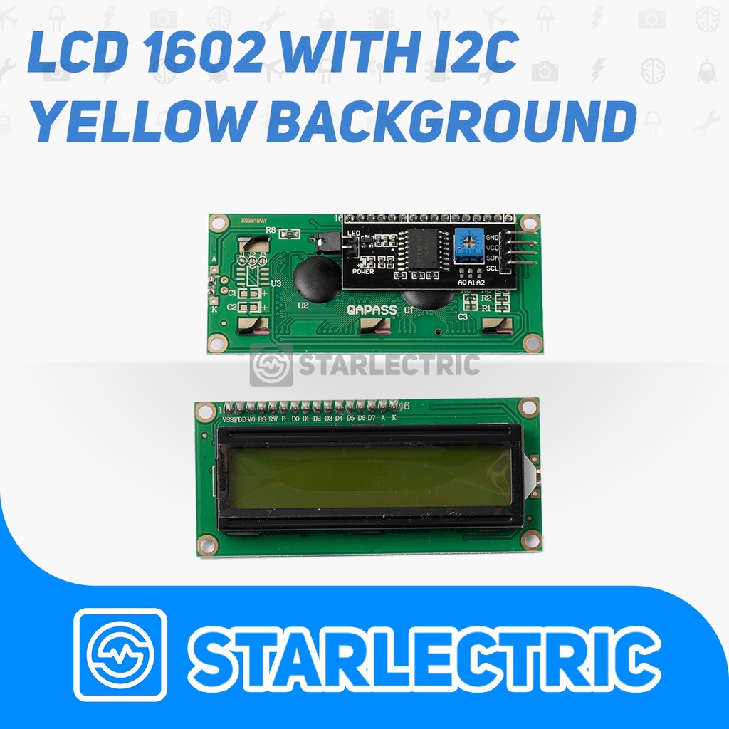 Jual LCD 16x2 1602 Kuning Yellow LCD With I2C IIC Module Arduino ...