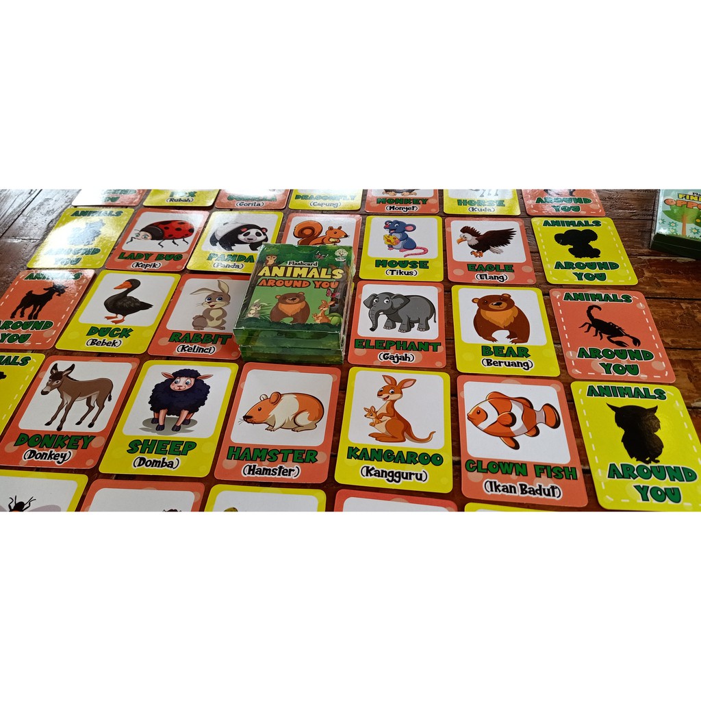 Jual TERMURAH FLASHCARD Hewan / Flashcard benda / Flashcard Lawan kata ...