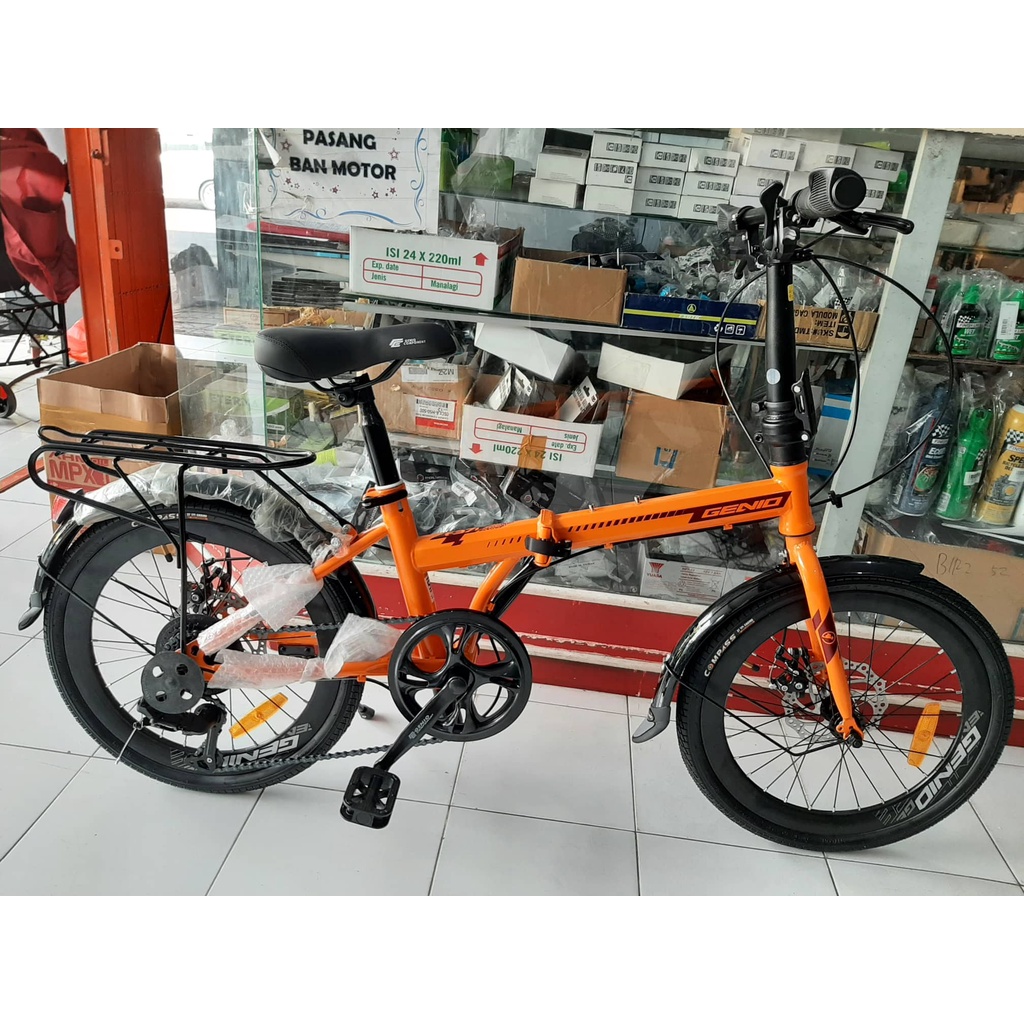 Jual Sepeda Lipat / Seli / Folding 20 inch GENIO F371 DISCBRAKE | Shopee Indonesia