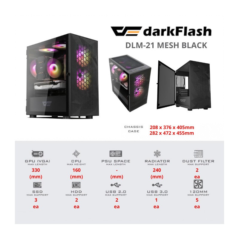 Jual DARKFLASH DLM21 Mesh Casing PC | Shopee Indonesia