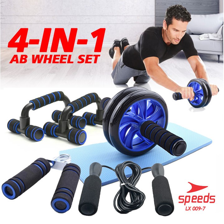 Jual SPEEDS AB Wheel Set Alat Fitness Push Up Stand Bar Double Wheel ...