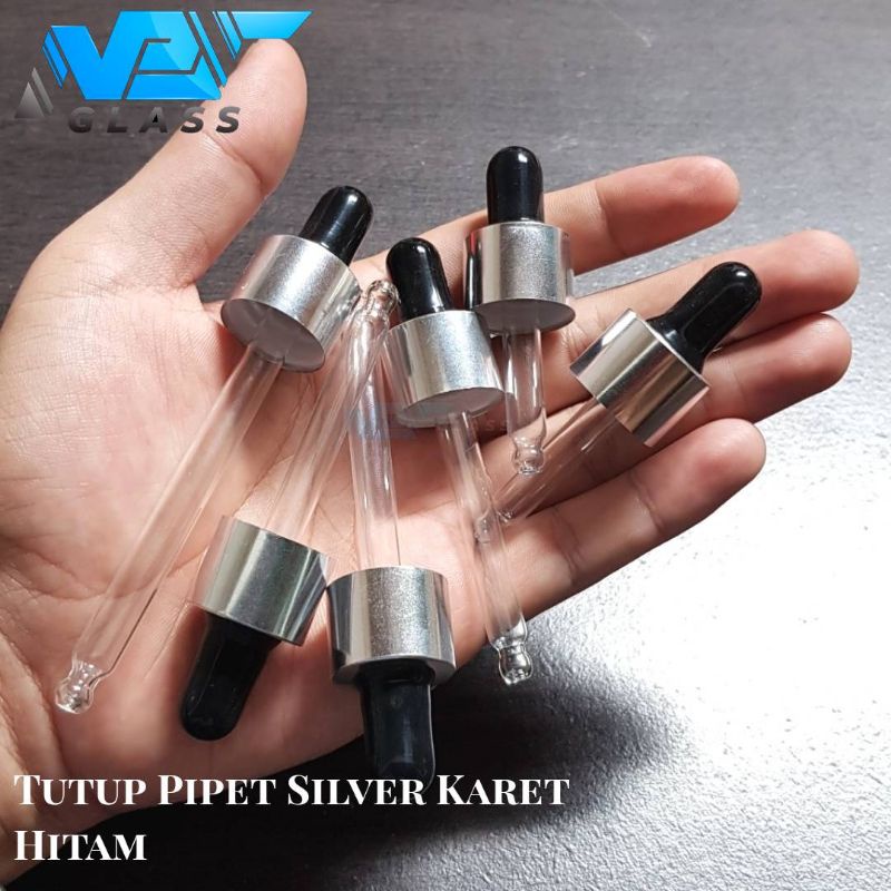 Jual tutup botol kaca pipet silver hitam / tutup botol serum / tutup ...