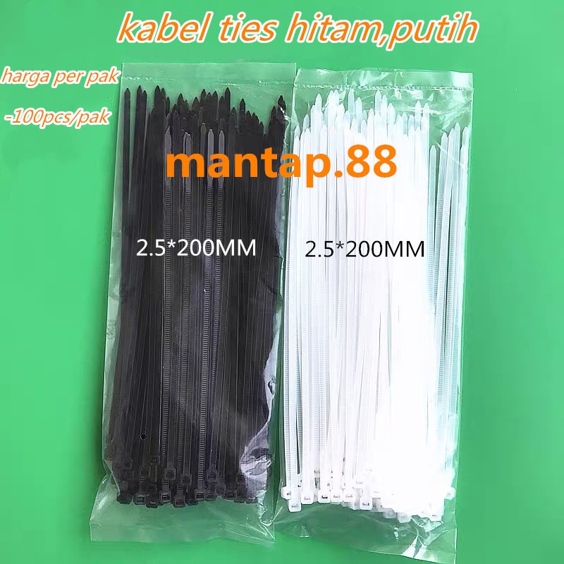 Jual kabel ties/kabel tis/cable tis 2.5*200MM (20cm) hitam/putih isi 100pcs | Shopee Indonesia