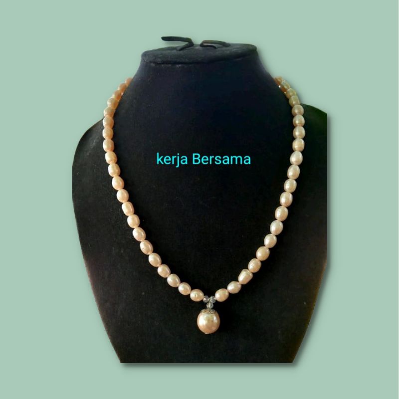 Jual kalung mutiara peach asli air tawar liontin kerang | Shopee Indonesia