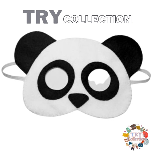 Jual [TRY COLLECTION] Topeng Mask Desain Hewan Panda Bahan Kain Flanel ...