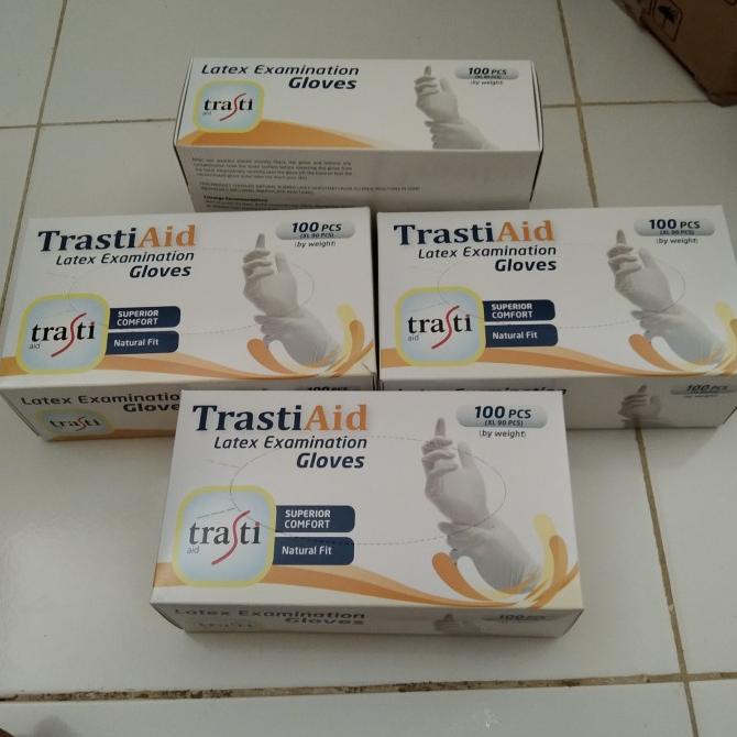 Jual sarung tangan latex powder ukuran hanya L trasti | Shopee Indonesia
