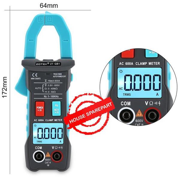 Jual Zotek ZT-QB1 Smart Clamp Meter Tang Ampere Mini 600A Current TRMS ...