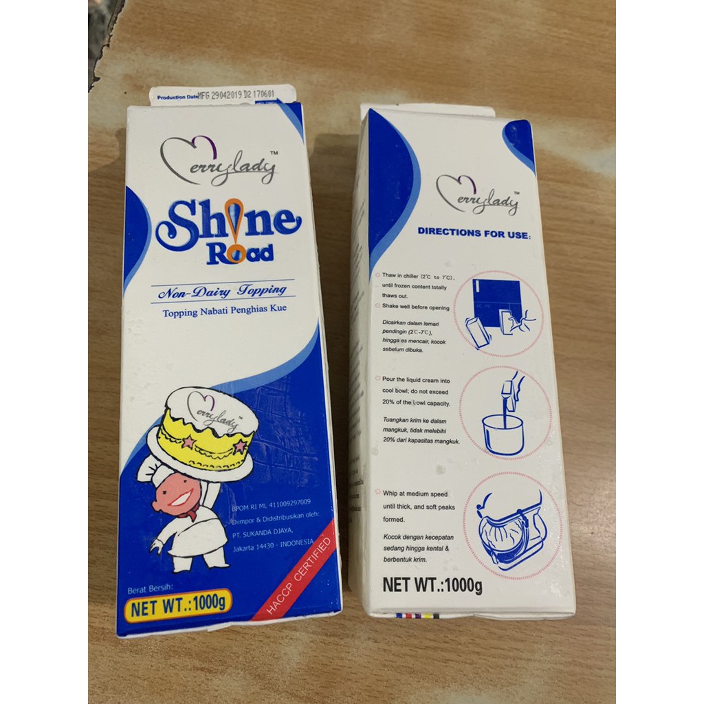 Jual Shine Road non dairy whipping cream topping 1kg 1000gr krim cair ...