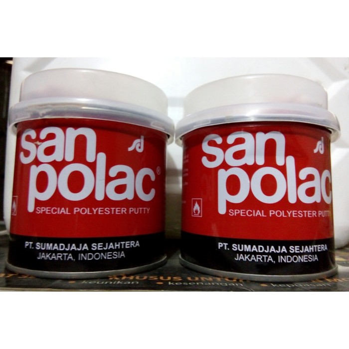 Jual SANPOLAC(DEMPUL + HARDENER)250gr/SPECIAL POLYESTER PUTTY | Shopee ...