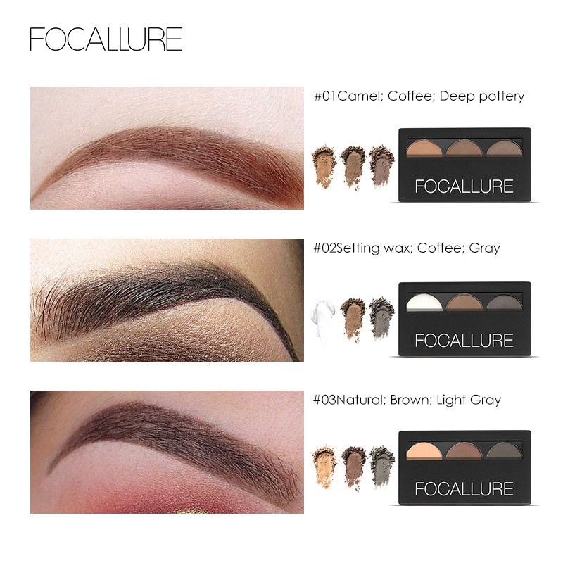 Jual FOCALLURE EYEBROW POWDER PALETTE 3 SHADE | Shopee Indonesia