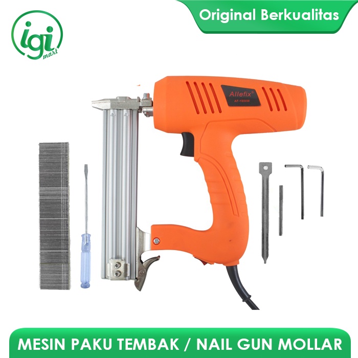 Jual MESIN PAKU TEMBAK ANGIN STAPLES LISTRIK NAIL AIR NAILER GUN REFILL ...