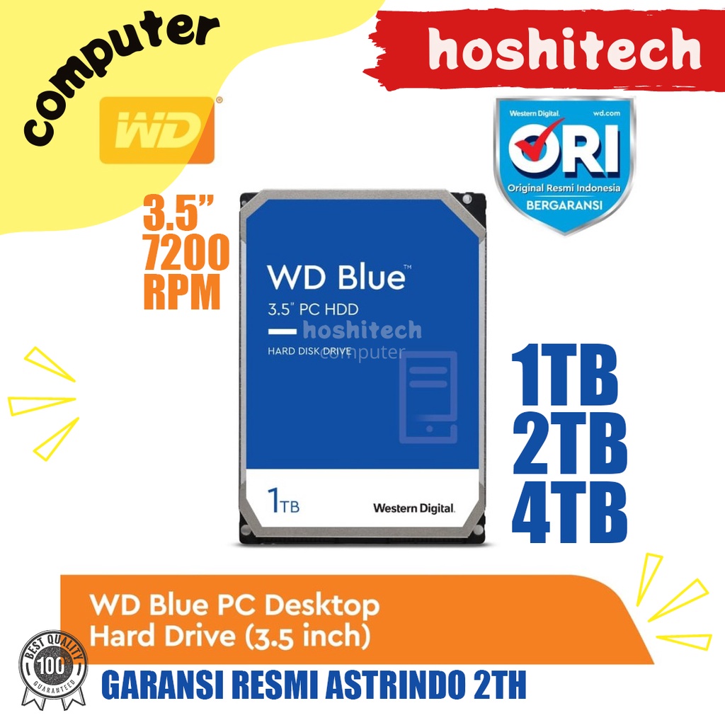 Jual WD BLUE 1TB 2TB 4TB HDD HARDISK INTERNAL PC 3.5" 7200 RPM RESMI ...