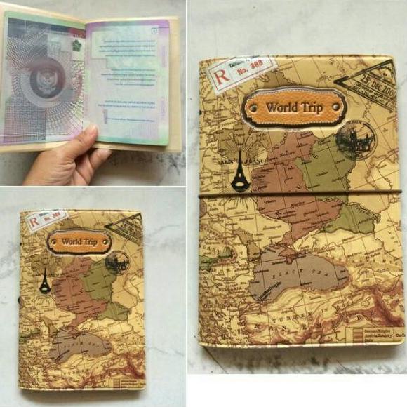 Jual COVER PASSPORT MAPS WORLD TRIP LEATHER SAMPUL DOMPET PETA PASPOR ...