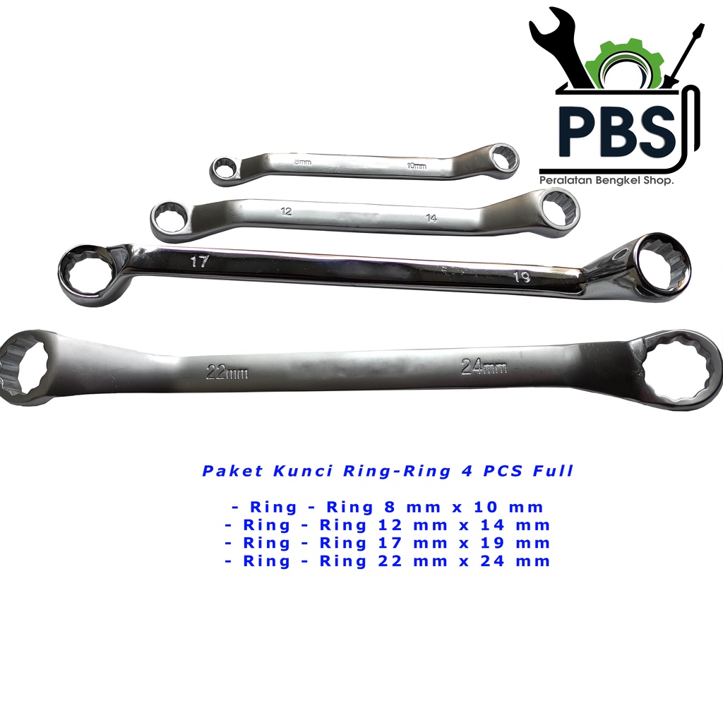 Jual Kunci Lengkap Set Ring 4 PCS 8mm - 24mm. Kunci Bengkel Motor ...