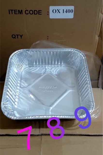 Jual ALUMUNIUM FOIL TRAY OX 1400 + TUTUP MIKA (1PAKET = 25PCS) | Shopee Indonesia