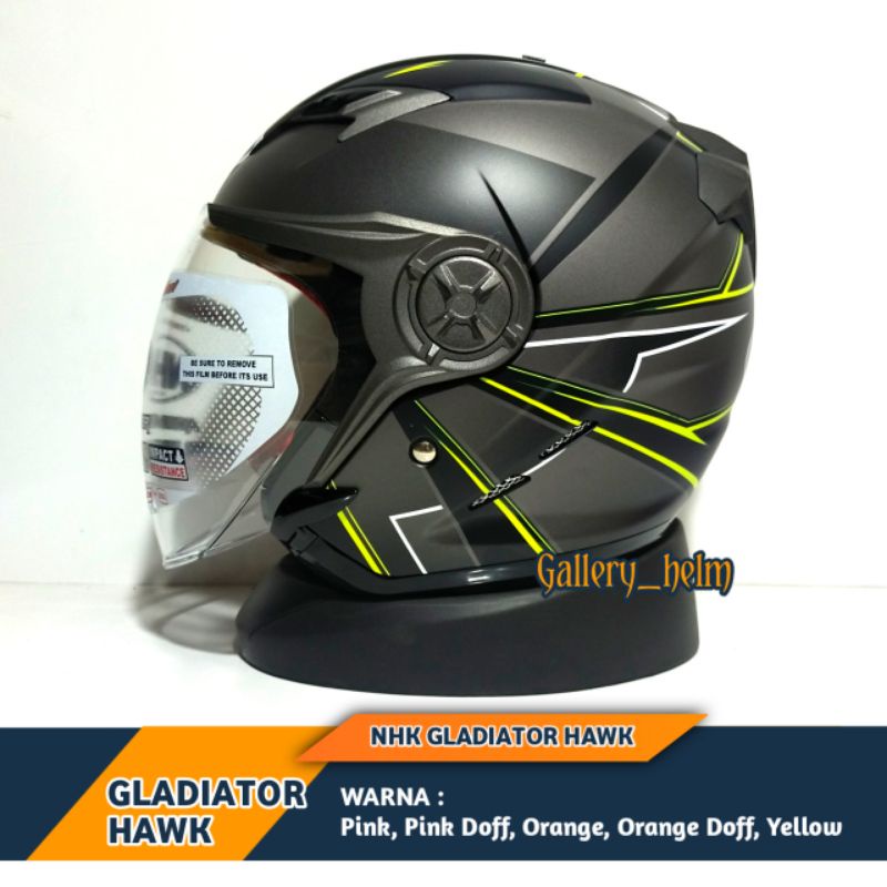Jual Nhk Gladiator Hawk Yellow Doff | Helm Nhk Half Face | Shopee Indonesia