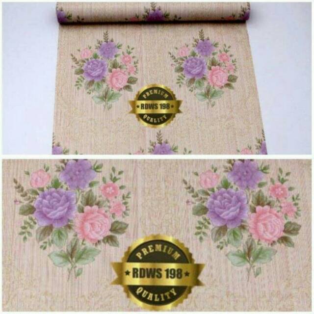 Jual Wallpaper Sticker Dinding Bunga Ungu Pink 10m x 45cm | Shopee ...