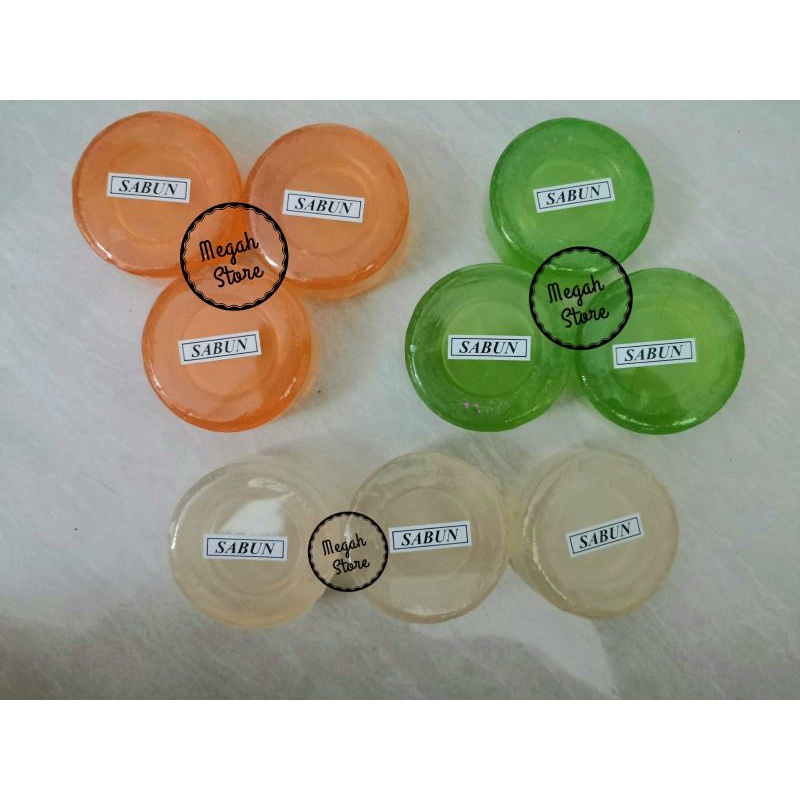 Jual Sabun bulat transparan bulat putih bening, hijau bening, orange ...