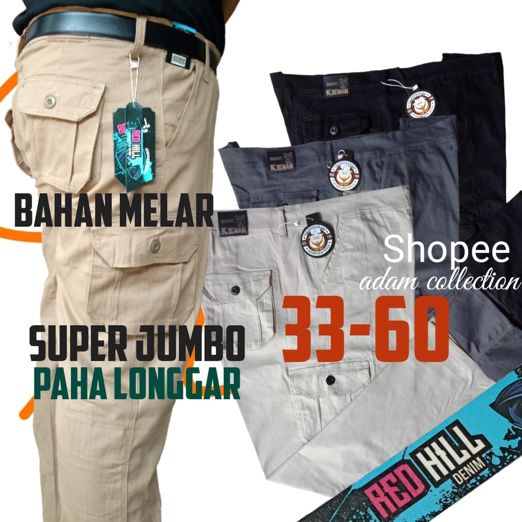 Jual CELANA PANJANG PRIA SUPER JUMBO CARGO BIG SIZE KARGO GUNUNG KEMPOL KIMPUL LORENG DORENG ...