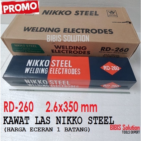 Jual Kawat Las Nikko Steel RD 260 Welding Elektrodes 2.6mm 35cm Satuan 1 Pcs 1 Batang | Shopee ...