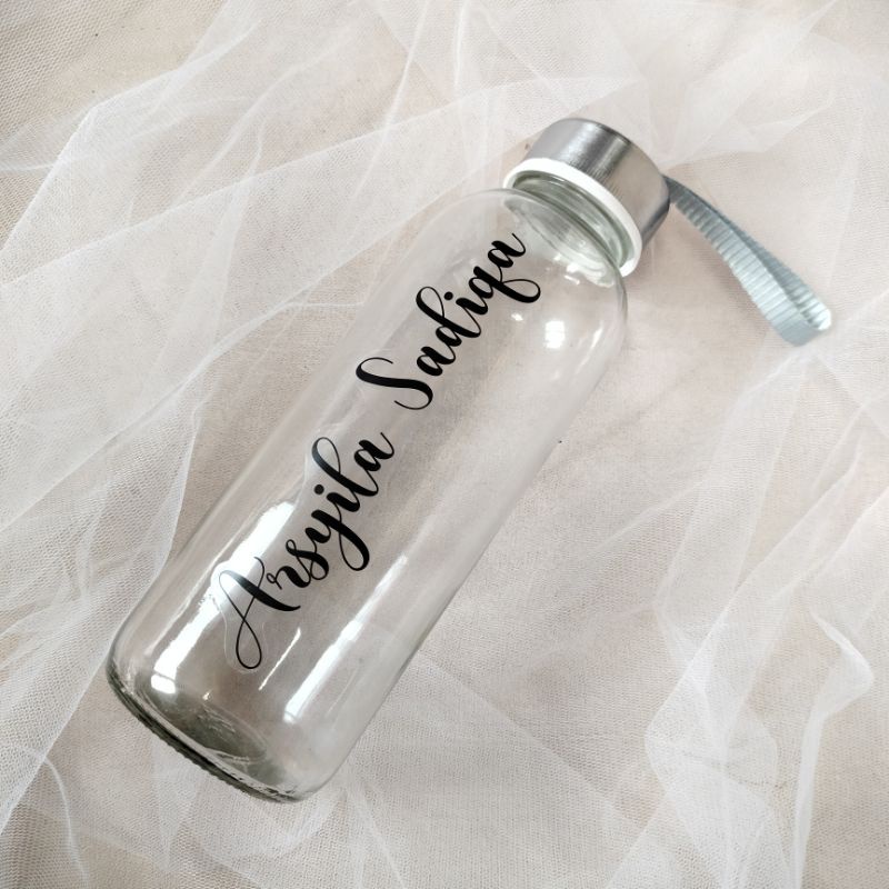 Jual Botol Kaca Sticker Nama (Custom) - Botol Minum 420ml | Shopee ...