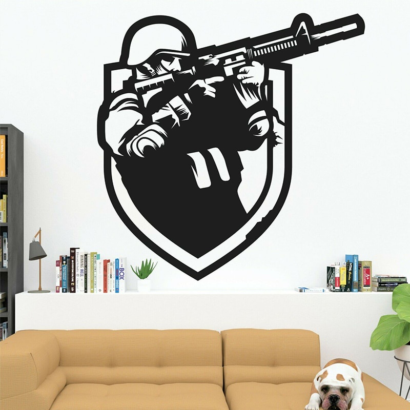 Jual Wall Cutting Stiker Dinding Gamer Tentara Dinding Gun ...