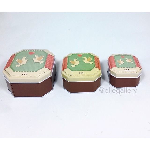 Jual Box Kaleng Motif Burung (1 set 3 pcs) | Shopee Indonesia