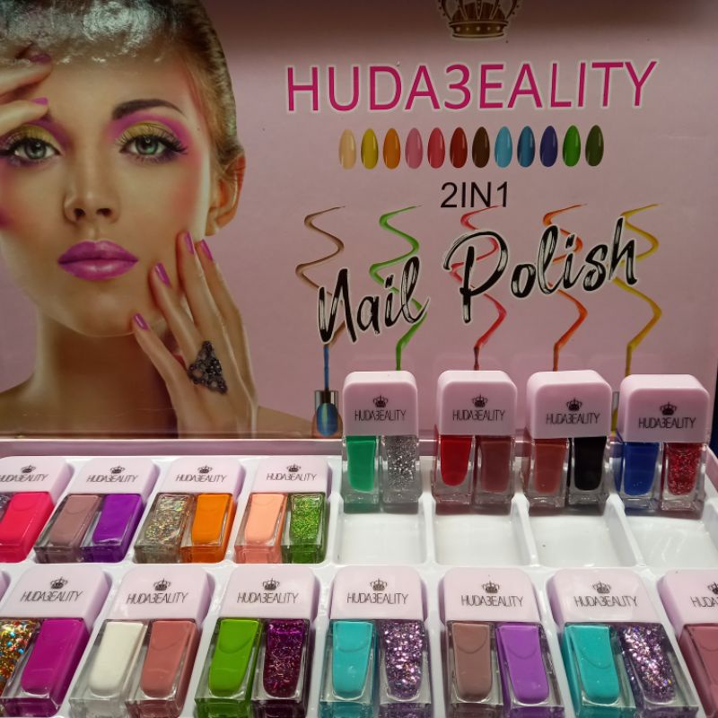 Jual KUTEX 2IN1 NAIL POLISH HUDABEALITY ECER ( RANDOM ) | Shopee Indonesia