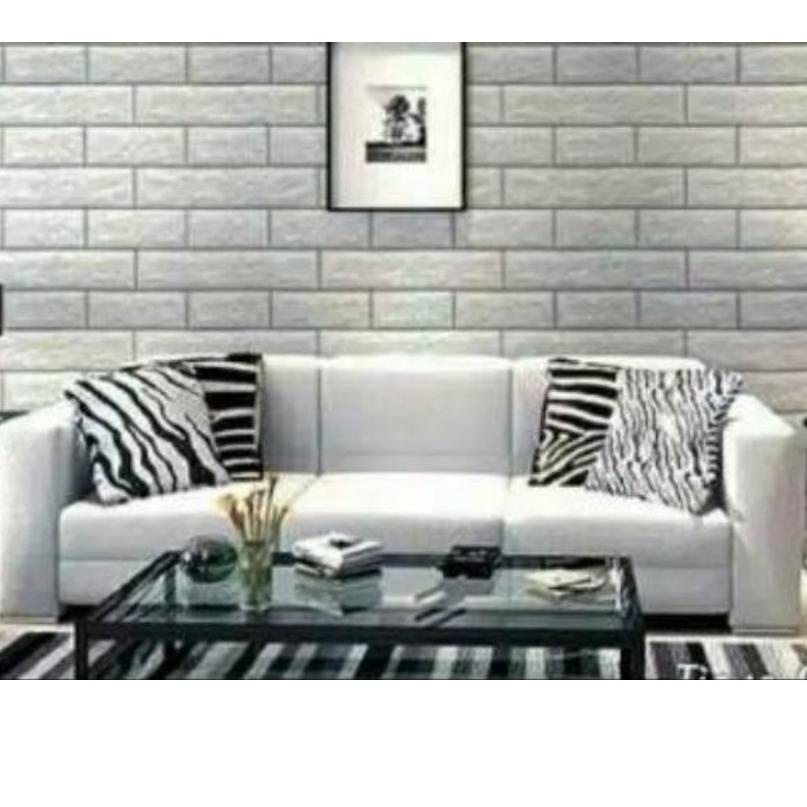 Jual Wallpaper Dinding Motif Bata Putih 3D Grey Abu 10m x 45cm | Shopee ...