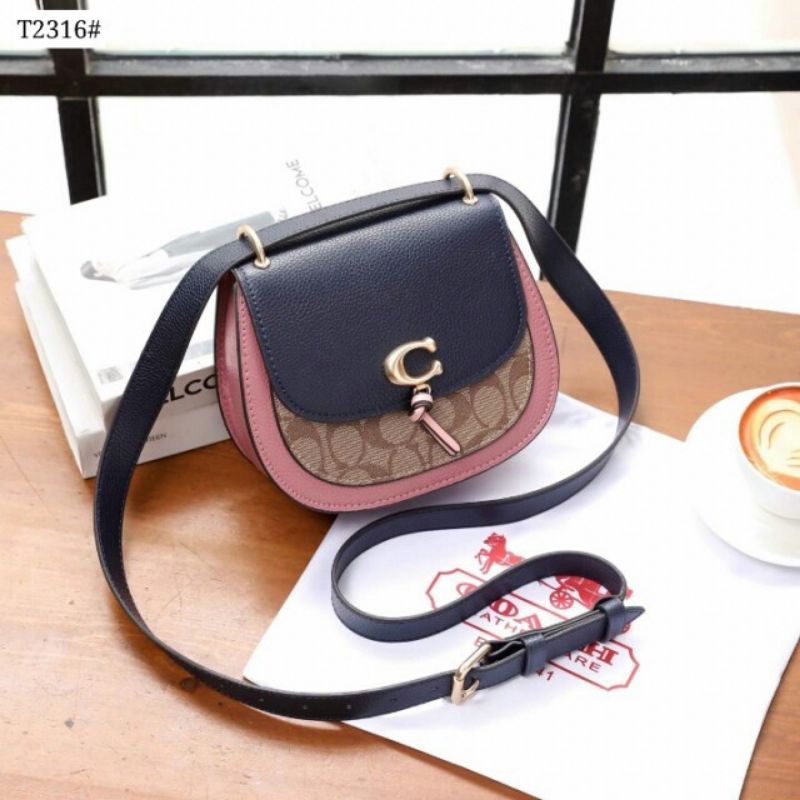 Jual Coach Remi Saddle Bag in Colorblock Signature Canvas KULIT ASLI ...