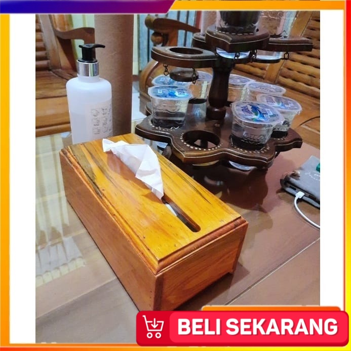 Jual Tempat tisu kayu aesthetic / Box tisu kayu finishing natural ...