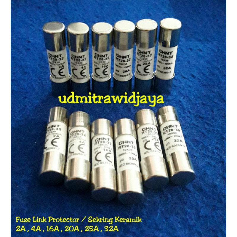 Jual Sekring keramik Fuse link sekering silinder 10x38 2Ampere 4Amper ...