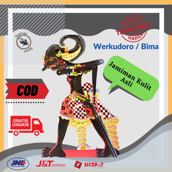Jual Wayang Kulit Werkudoro Standar Dalang / Wayang Kulit Asli Murah ...