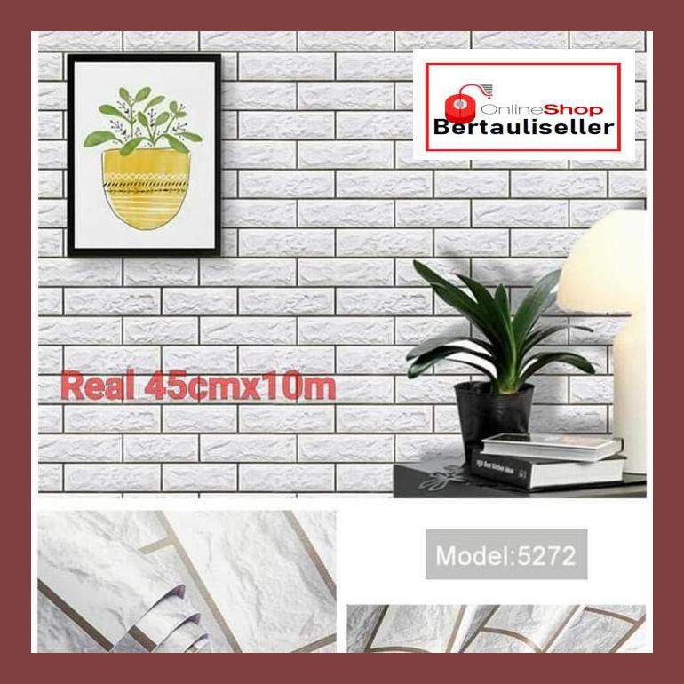 Jual Ald3Mm3S Home Wallpaper Sticker Dinding Motif Bata List Coklat ...