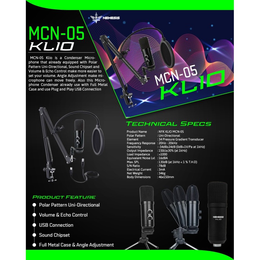 Jual Mic Condenser USB Nemesis MCN-05 Klio / MCN-07 TRIDENT | Shopee ...
