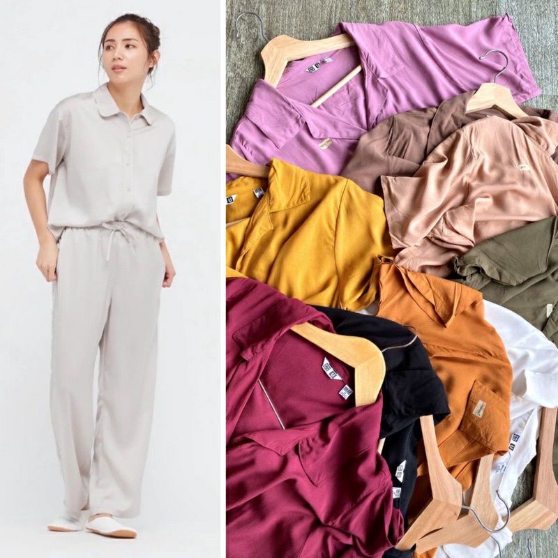 Jual Uniqlo Rayon Pajamas Set | Shopee Indonesia